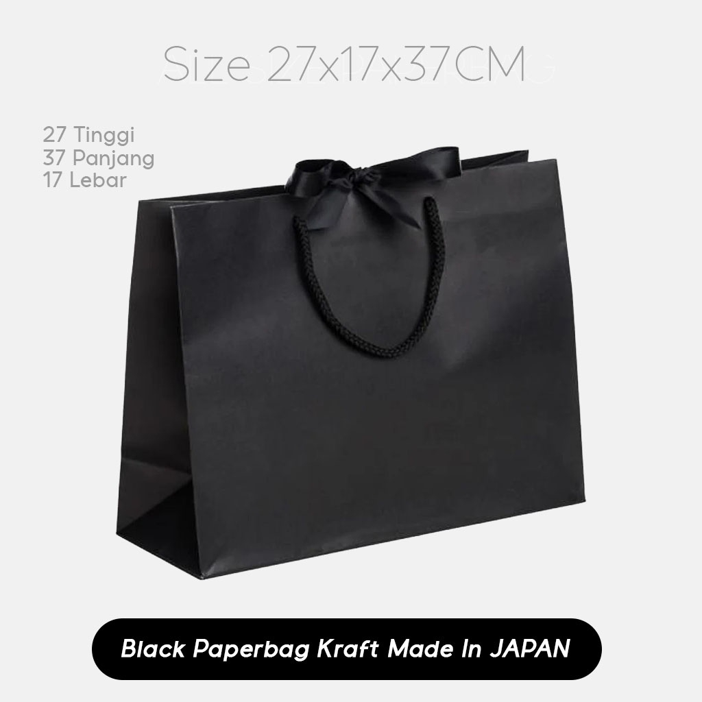 Jual Paper bag hitam besar 27x17x37 cm / Paper bag kado souvenir wedding packing olshop / Papper ...