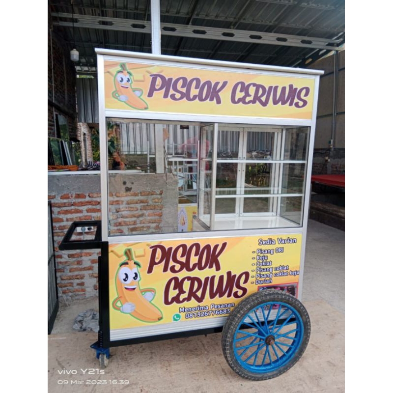 Jual Gerobak dorong booth jualan ukuran 120x45x180cm | Gerobak usaha ...