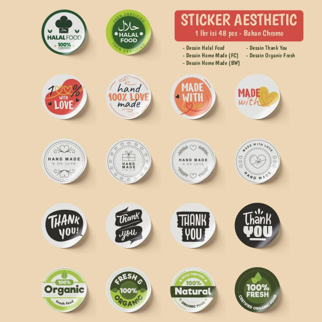 Jual Sticker Aesthetic Sticker Halal Hand Made Organic Thank You | Isi ...