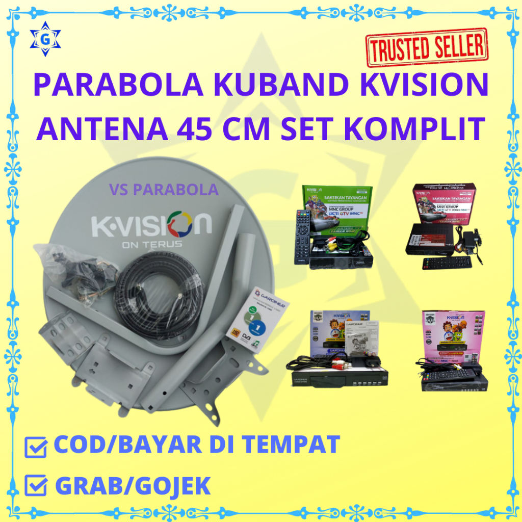 Jual PARABOLA KUBAND KVISION KOMPLIT SET ANTENA 45 CM RECEIVER KVISION ...