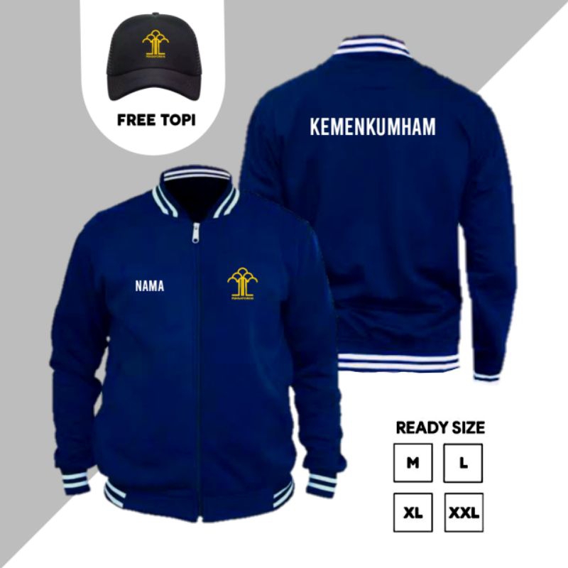 Jual Jaket Varsity Resleting Logo Kemenkumham Kementrian Hukum Free ...
