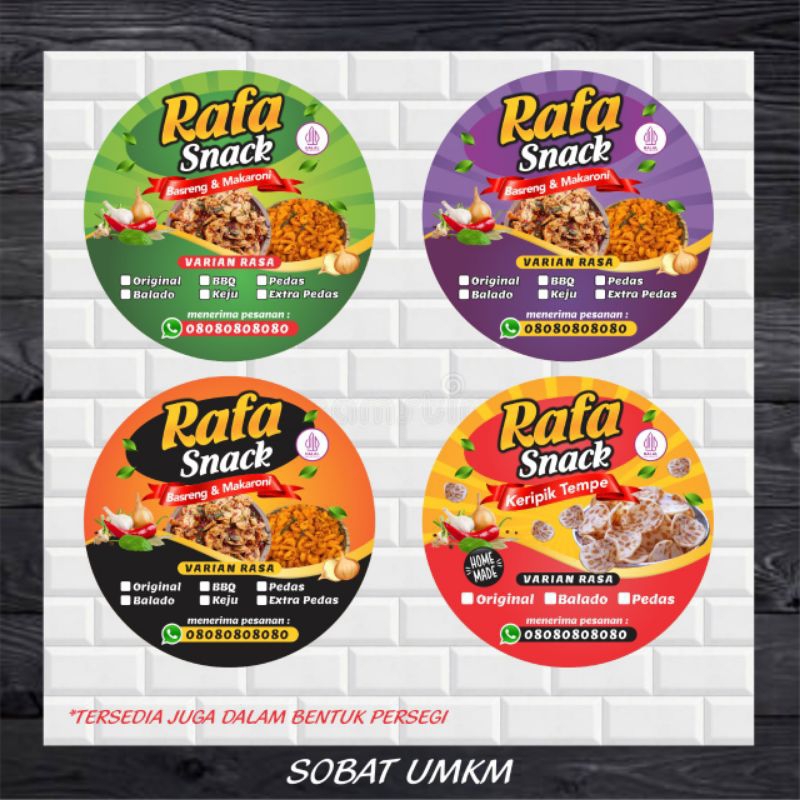 Jual stiker label jajan basreng makaroni kripik tempe uk. 8cm | Shopee ...