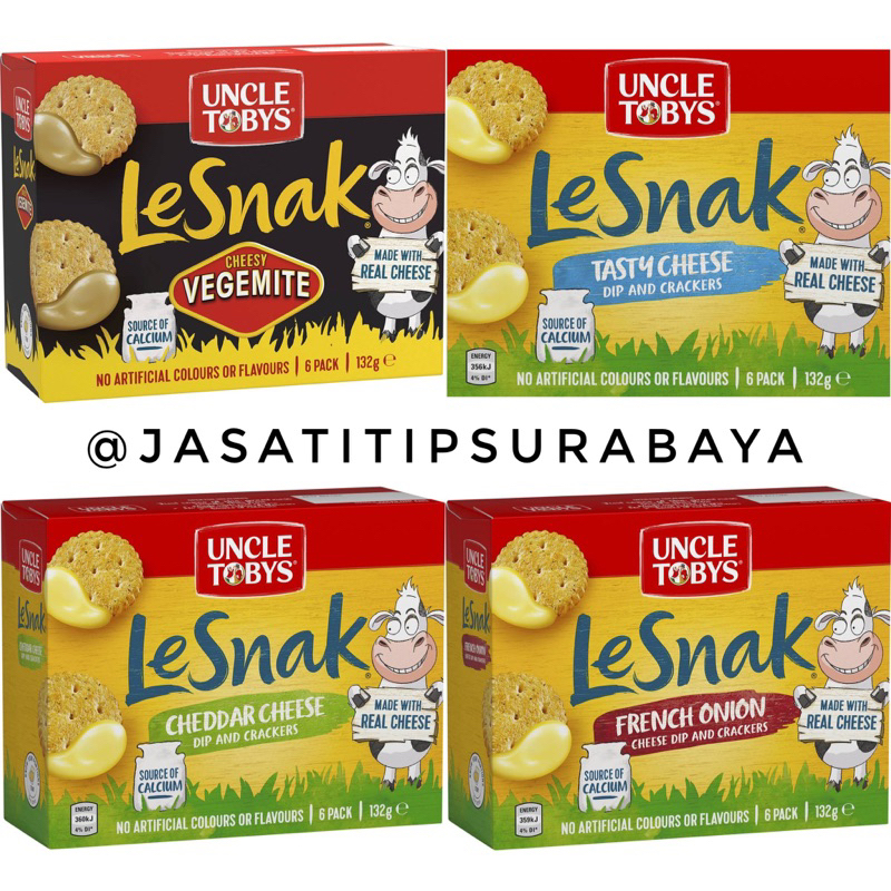 Jual UNCLE TOBYS LE SNAK Vegemite / Tasty Cheese / Cheddar / French ...