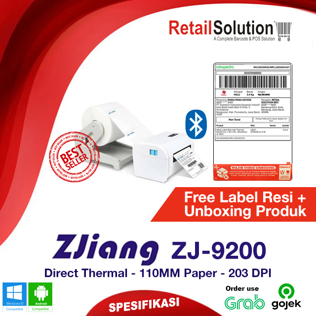 Jual Printer Label Thermal Bluetooth - ZJIANG 9200 BT / ZJ9200 / ZJ ... Jual Printer Label Thermal Bluetooth - ZJIANG 9200 BT / ZJ9200 / ZJ ...