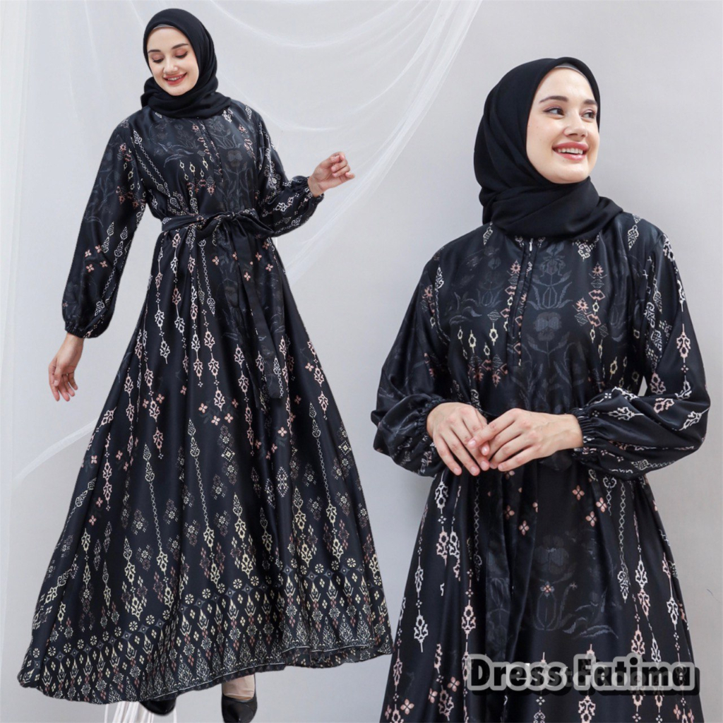 Jual Dress Gamis Fatima Silky Bunga Baju Wanita Dress Wanita Pakaian ...