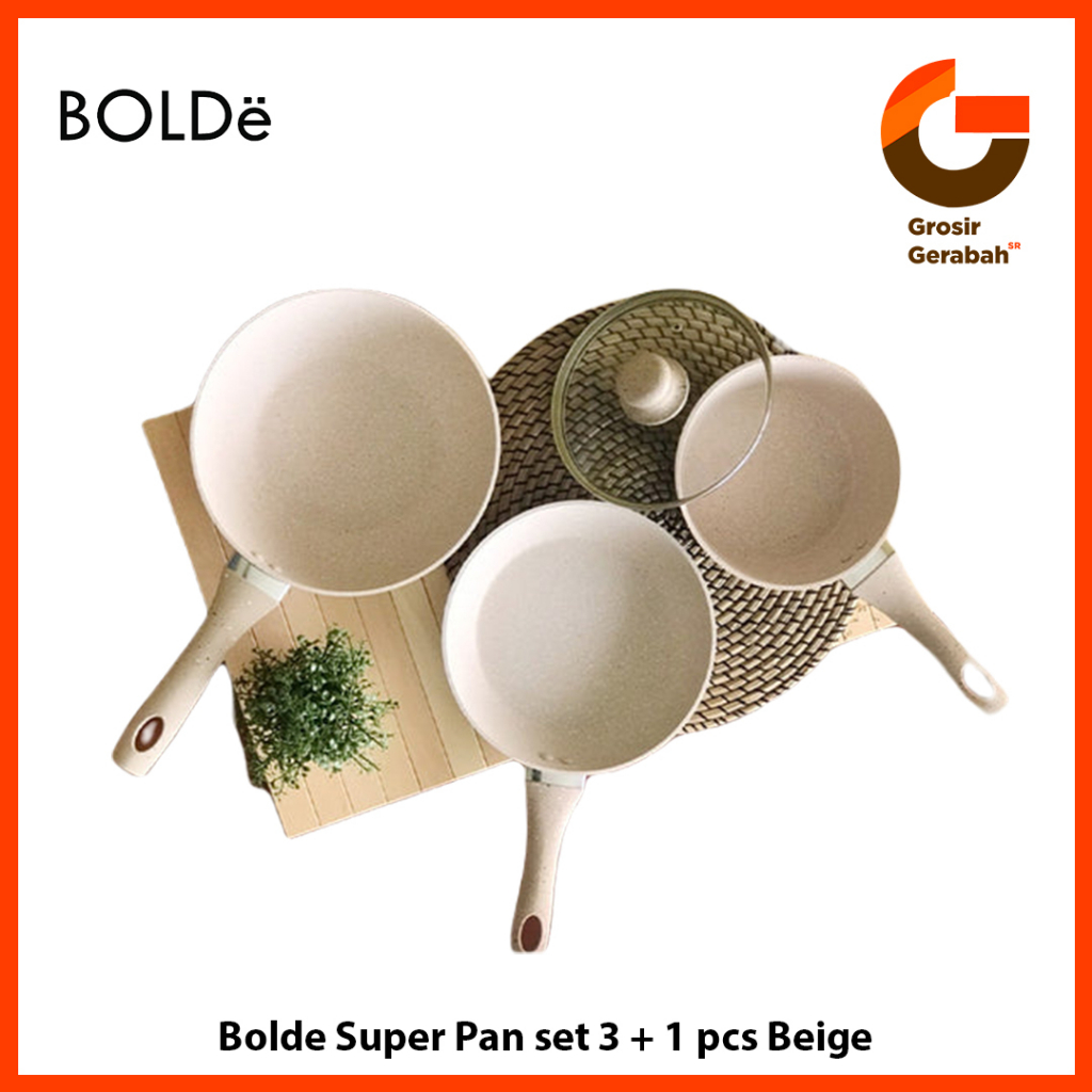 Jual Bolde Super Pan set 3 + 1 pcs Beige ( WOK , FRYPAN ,SAUCEPAN ...