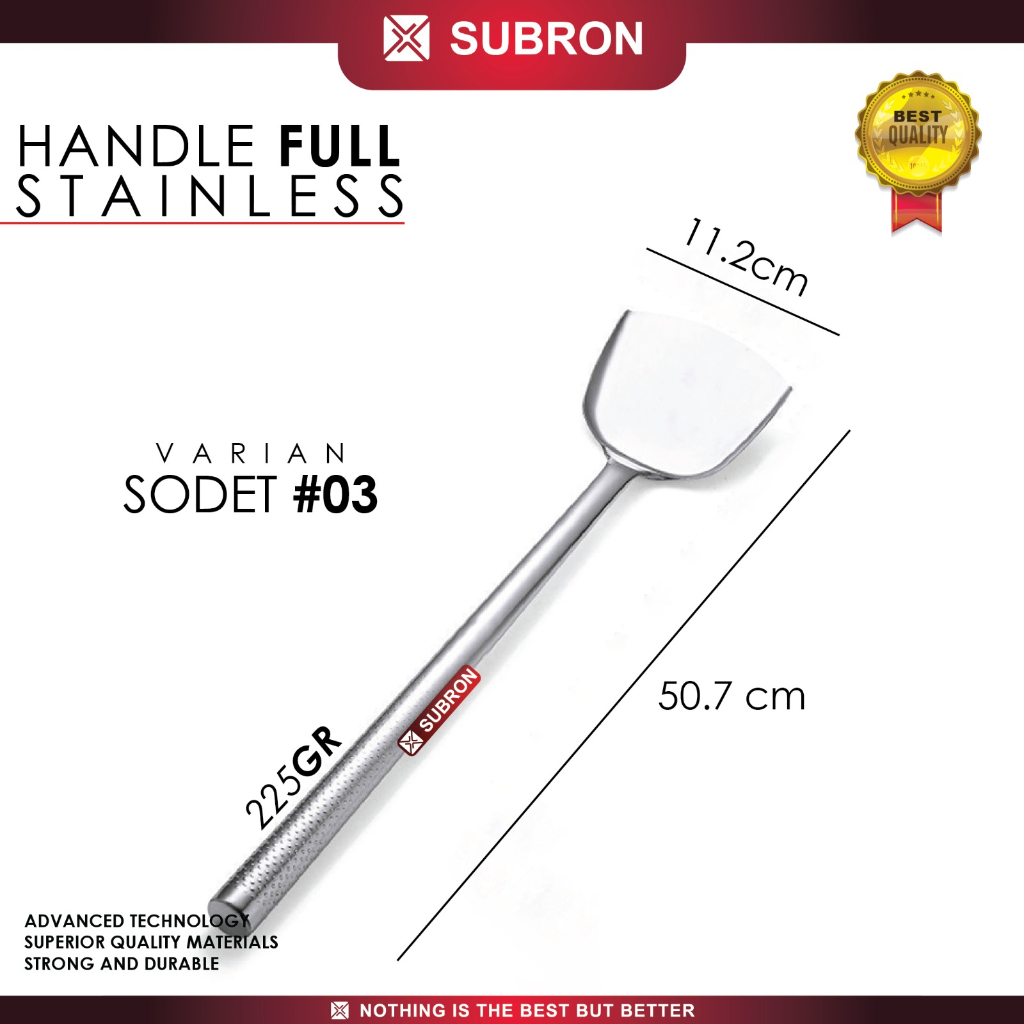 Jual SUBRON Spatula Sodet Sutil Centong Stainless Besar Katel Kuali Wok ...