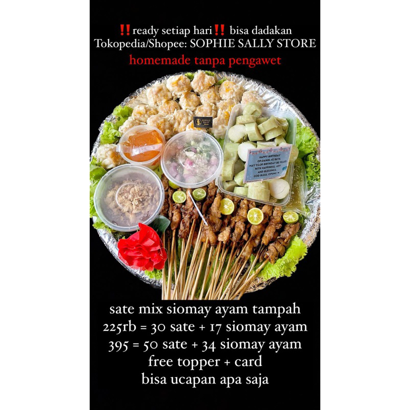 Jual Sate Mix Siomay Ayam Tampah , FREE TOPPER DAN CARD | Shopee Indonesia