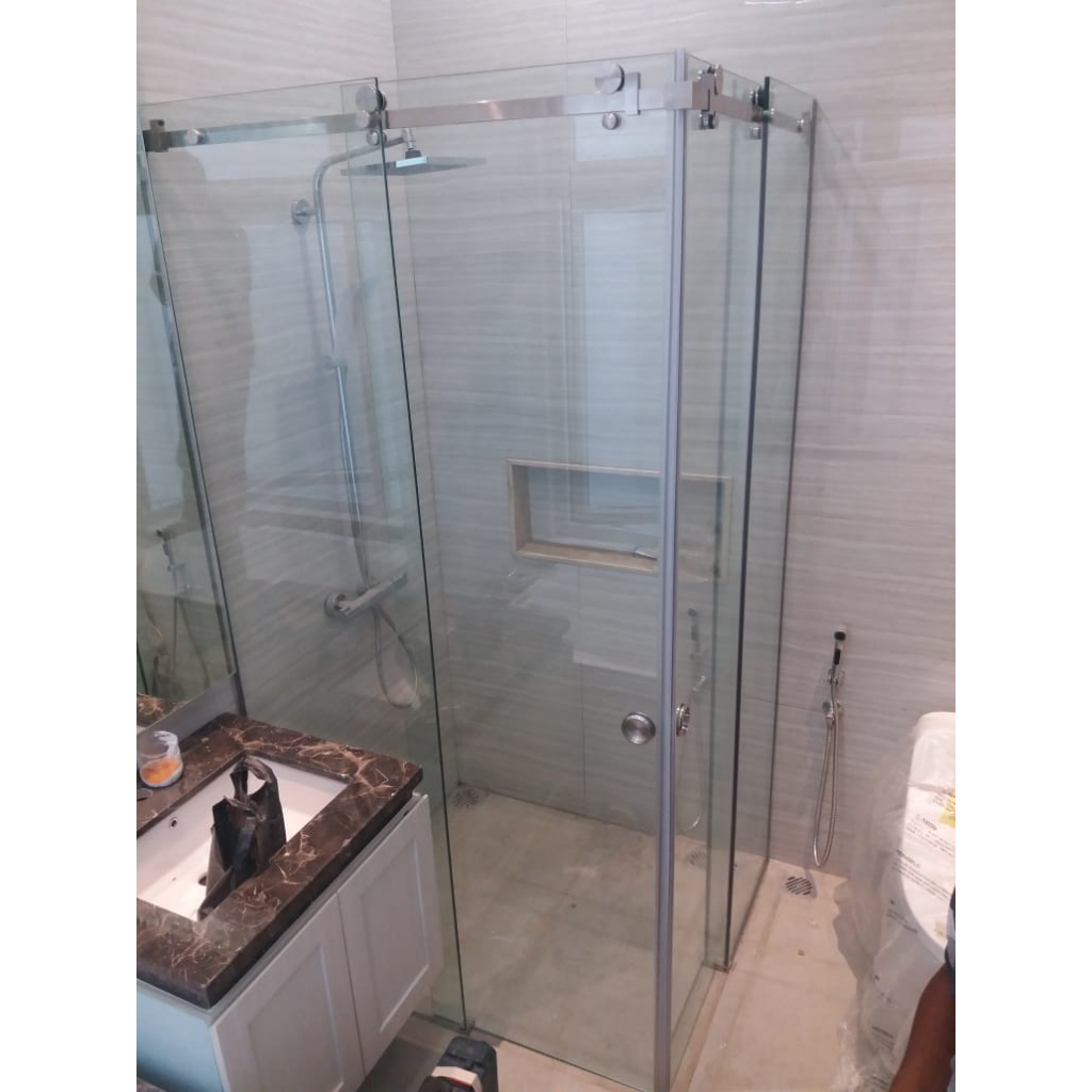 Jual Paket Double Sliding Shower Screen Complete Set Tanpa Kaca Dengan ...