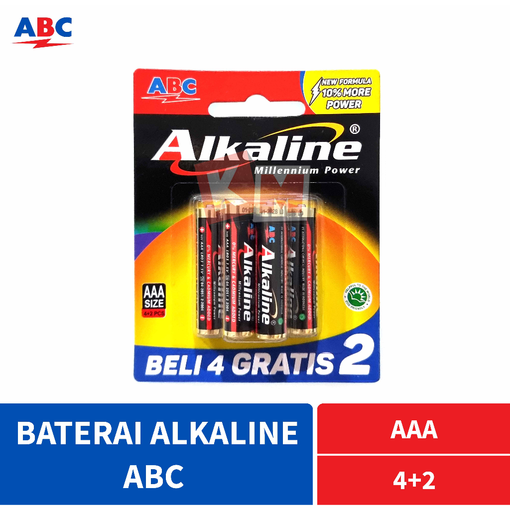 Jual Baterai ABC Alkaline AAA / A3 4+2 Isi 6 LR03 1.5V Battery | Shopee Indonesia