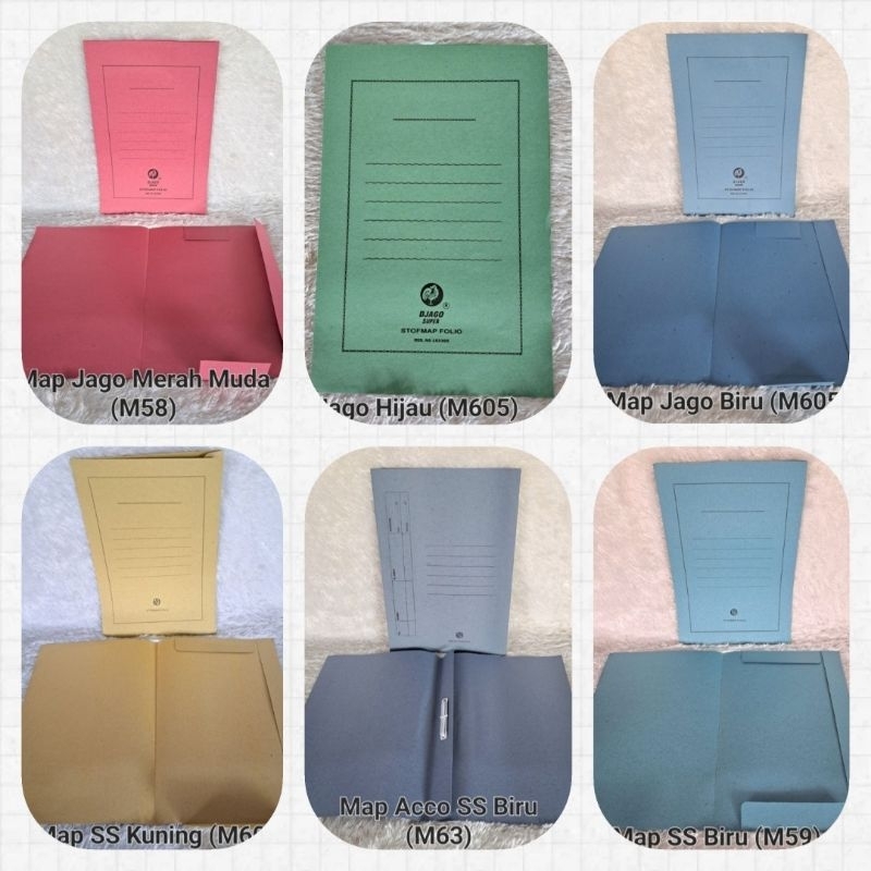Jual (24lbr)Map Kertas Merah/Kuning/Hijau/Biru/Map Acco Kertas Biru ...