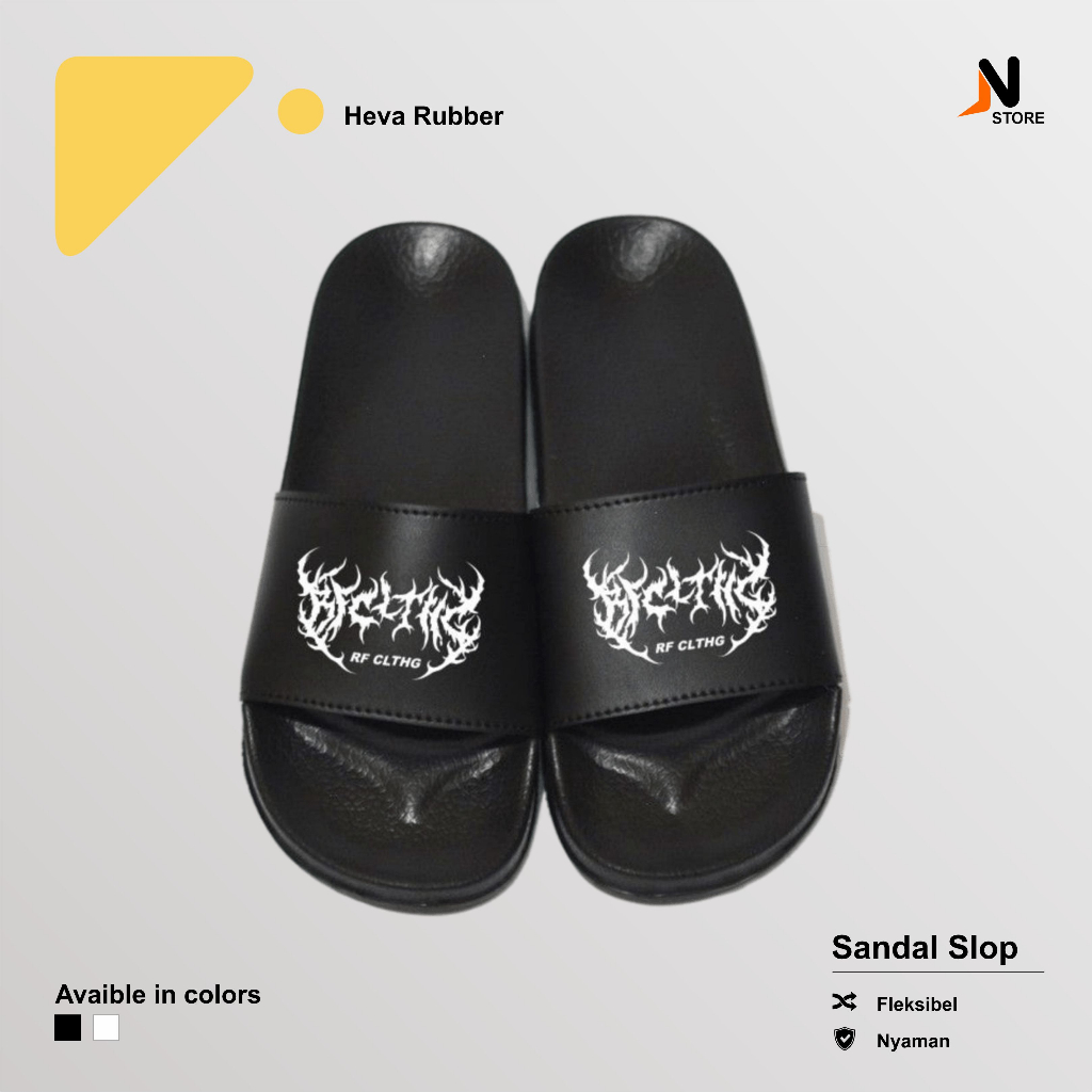 Jual TERBARU SENDAL SLOP HITAM TANPA LEM SANDAL SLOP PRIA DAN WANITA ...