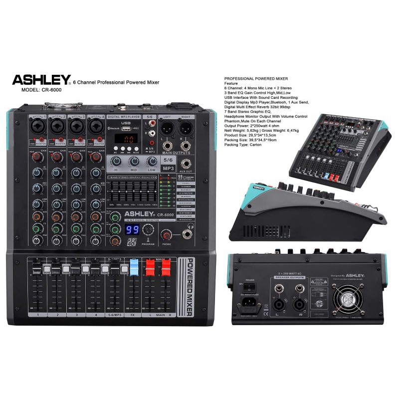 Jual POWER MIXER ASHLEY CR6000 ORIGINAL POWER MIXER 6 CHANNEL CR 6000 | Shopee Indonesia