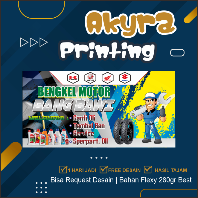 Jual Cetak Spanduk Banner Bengkel Motor Mobil Service | COD Bahan F280 ...