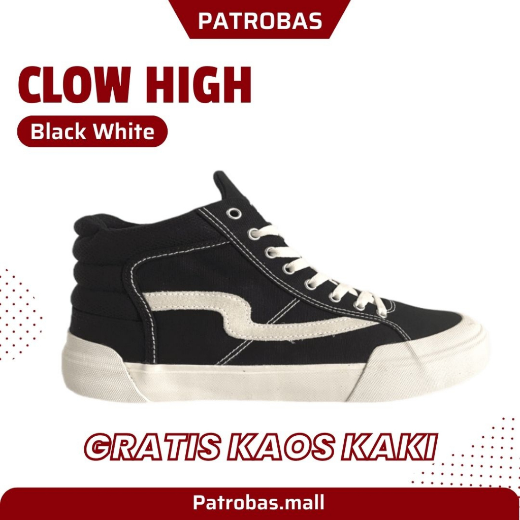 Jual Sepatu Patrobas Cloud High Black White Original (FREE KAOS KAKI) | Shopee Indonesia