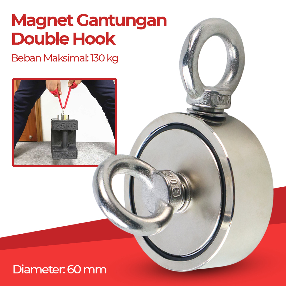 Jual SUPER KUAT magnet neodymium bulat Kuat 160kg Magnet Neodymium Hook ...