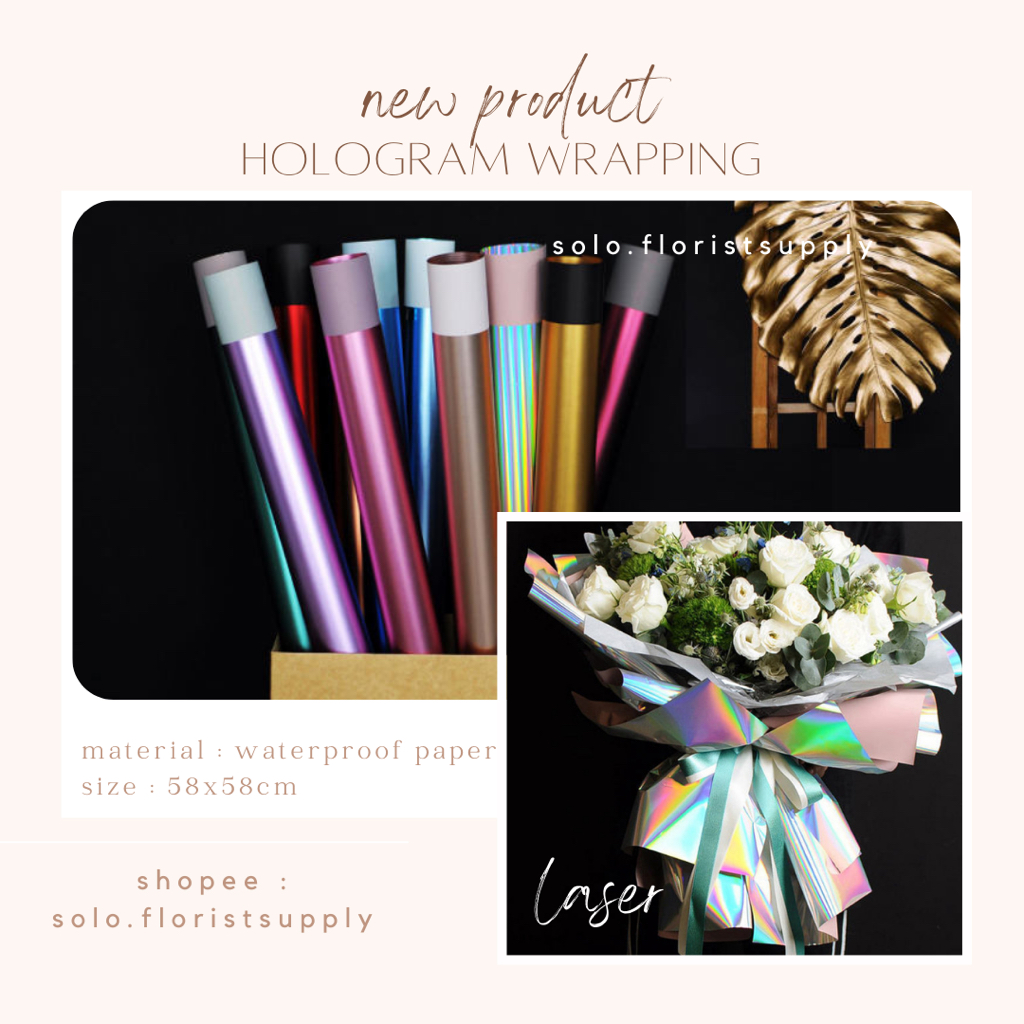 Jual HOLOGRAM WRAPPING PAPER (58 X 58 CM) - Kertas bunga hrga utk 1 pcs ...
