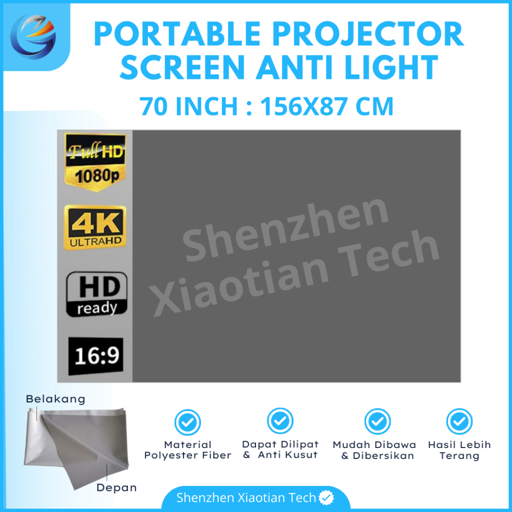 Jual Kain Layar Proyektor Anti Light Reflective 70 Inch 16:9 | Screen ...