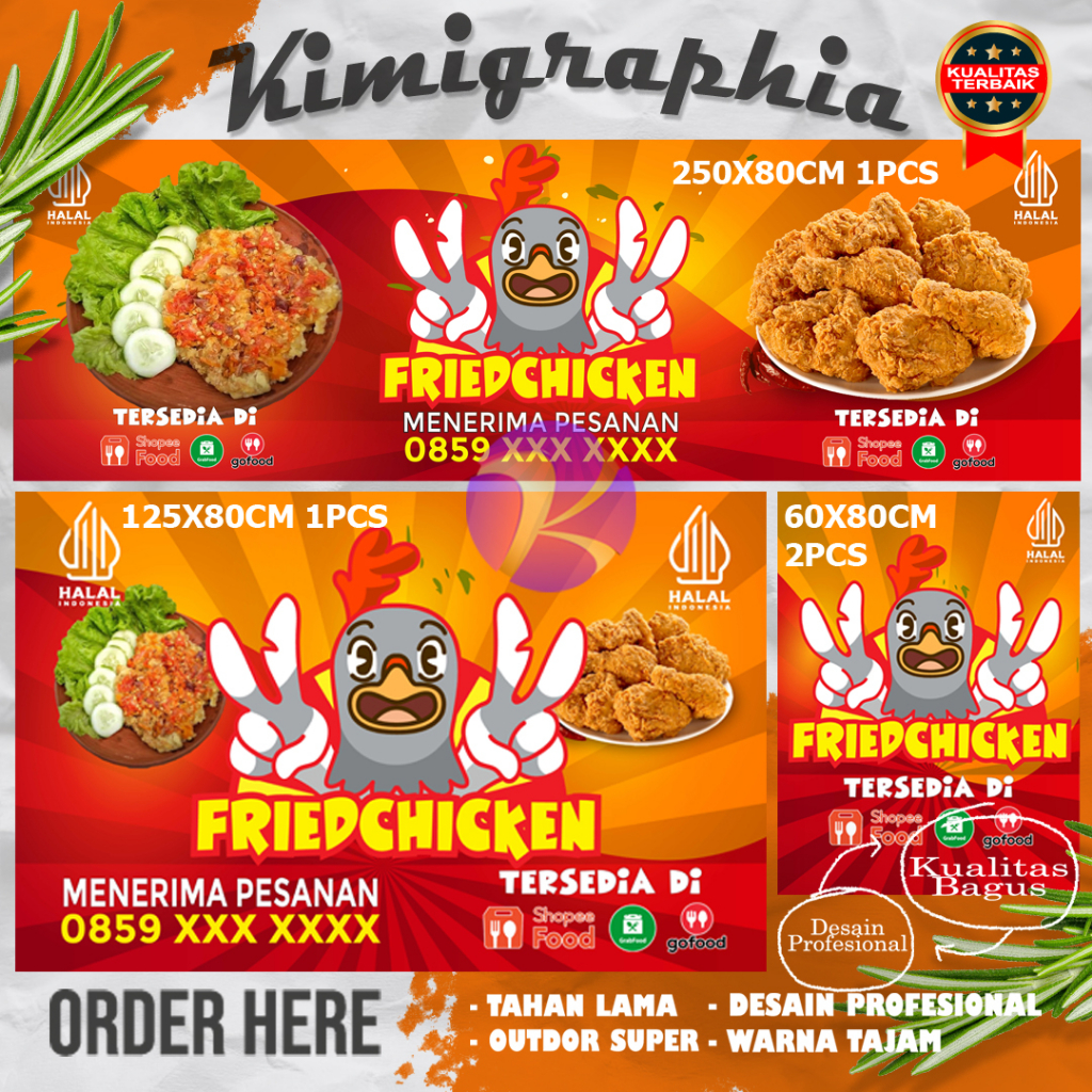 Jual Cetak banner satu paket usaha fried chicken bahan flexi tebal ...