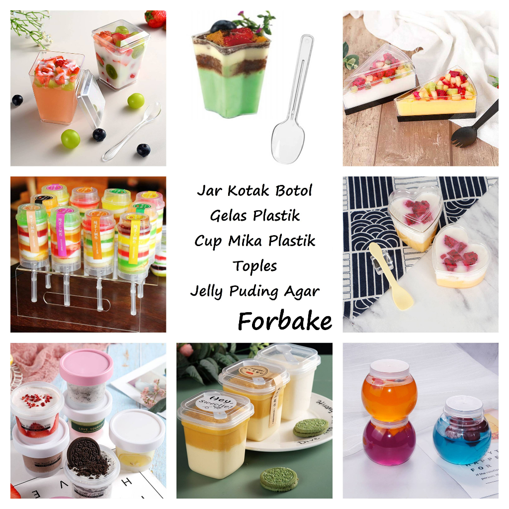 Jual Jar Kotak Botol Gelas Plastik Cup Mika Plastik Toples Jelly Agar ...