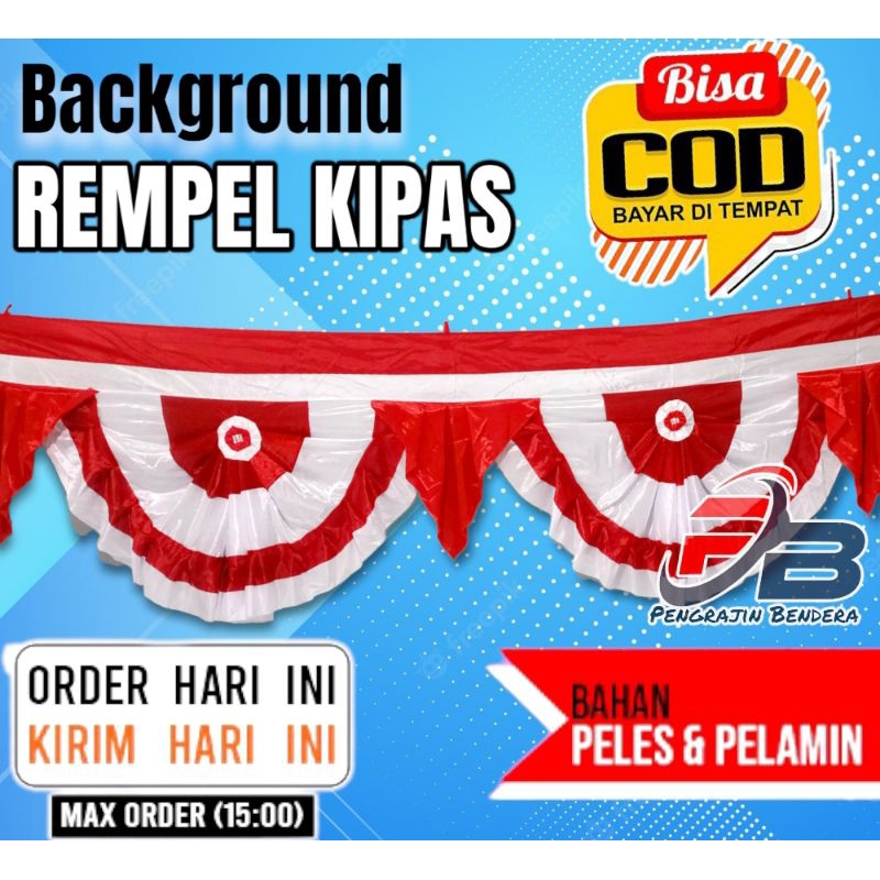 Jual BENDERA MERAH PUTIH BACKGROUND PANGGUNG CANTIK ELEGANT 10 GELOMBANG/UMBUL UMBUL GELOMBANG ...