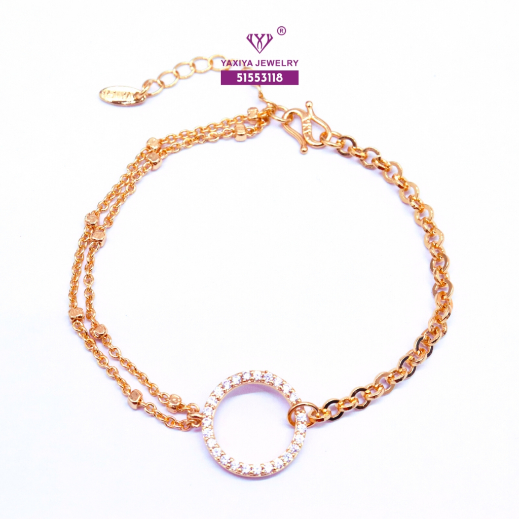 Jual Yaxiya Gelang Rantai Wanita Plat Permata Perhiasan Lapis Emas 18K ...