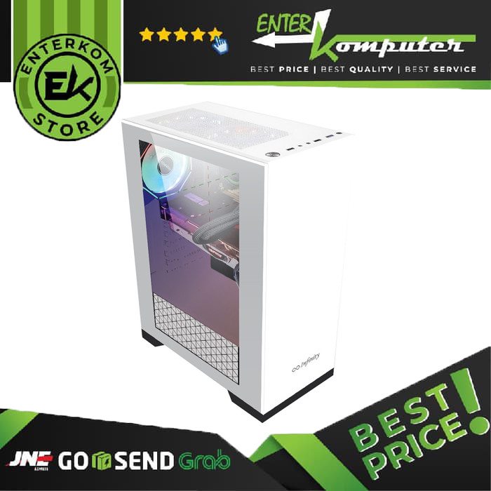Jual CASING PC GAMING INFINITY FLASH V3 WHITE TEMPERED GLASS - No Fan ...