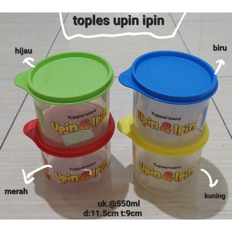 Jual ORIGINAL TUPPERWARE TOPLES SEDANG UPIN IPIN 550ML 4PC | Shopee ...