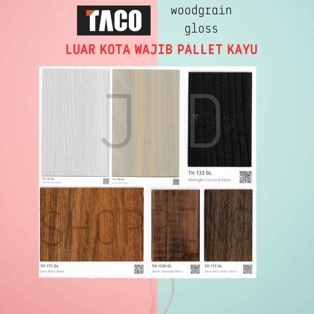 Jual (LUAR KOTA WAJIB PALLET KAYU) HPL TACO WOODGRAIN GLOSS TH 178/134/171/172/133/1230 GL 845 ...