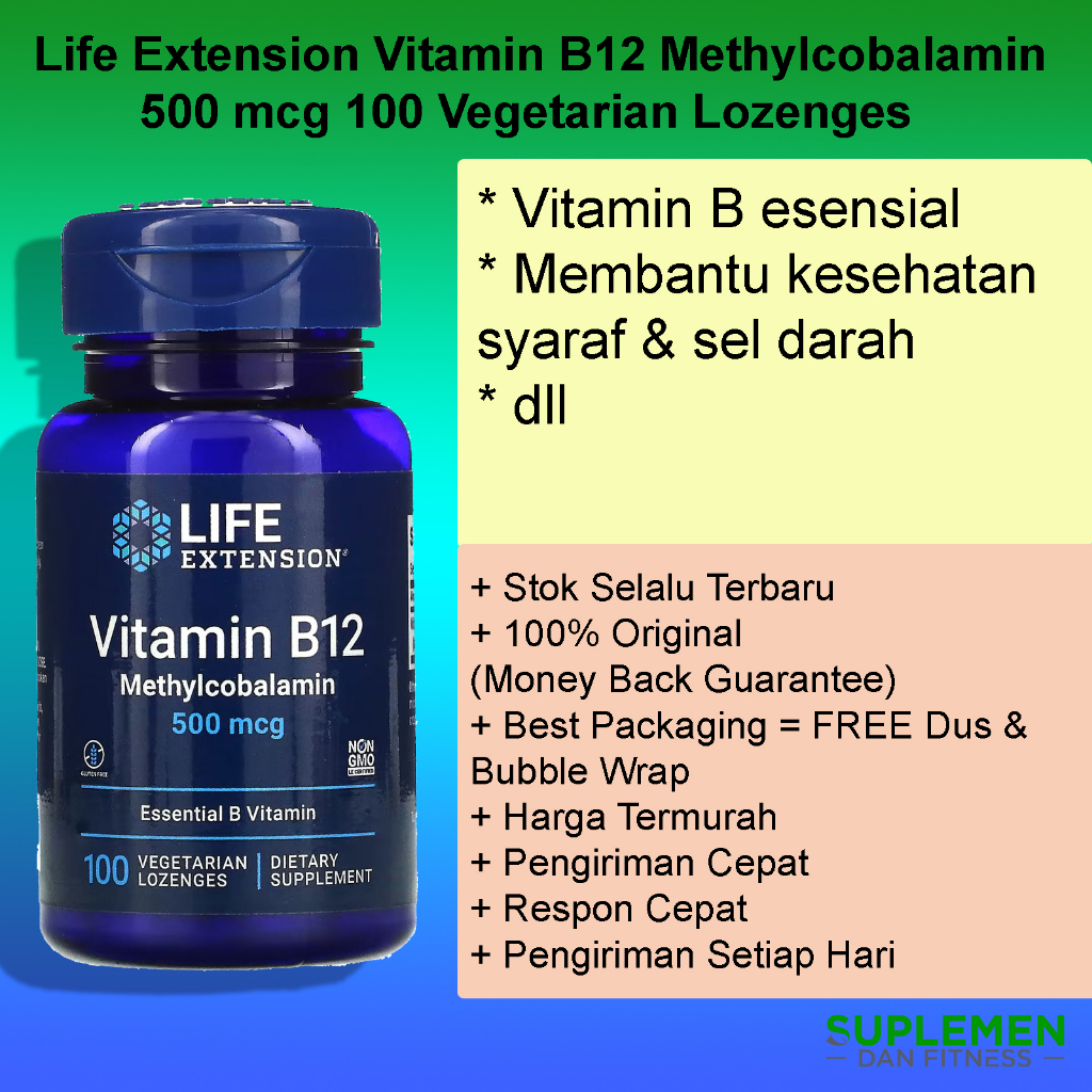 Jual Life Extension Vitamin B12 Methylcobalamin 500 mcg 100 Vegetarian ...