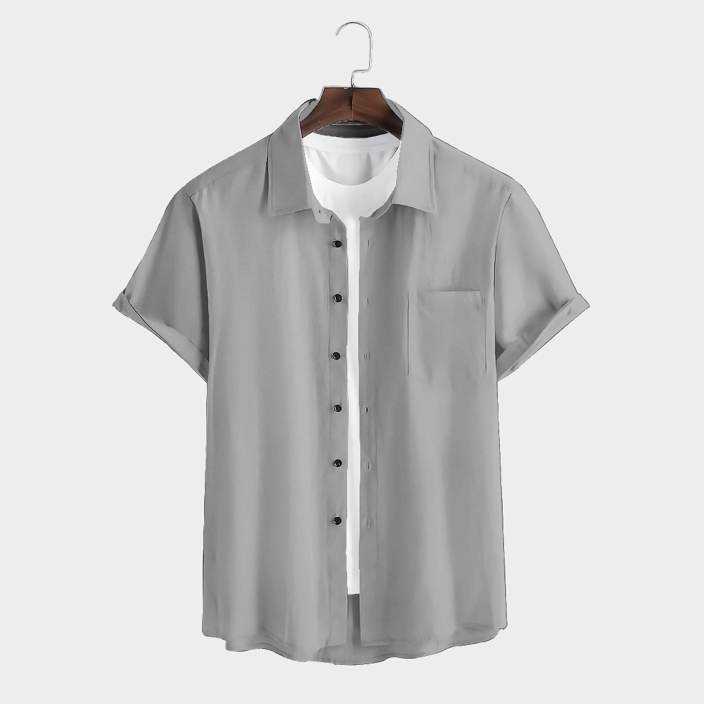 Jual Kemeja Polos Pria - Grey | Shopee Indonesia