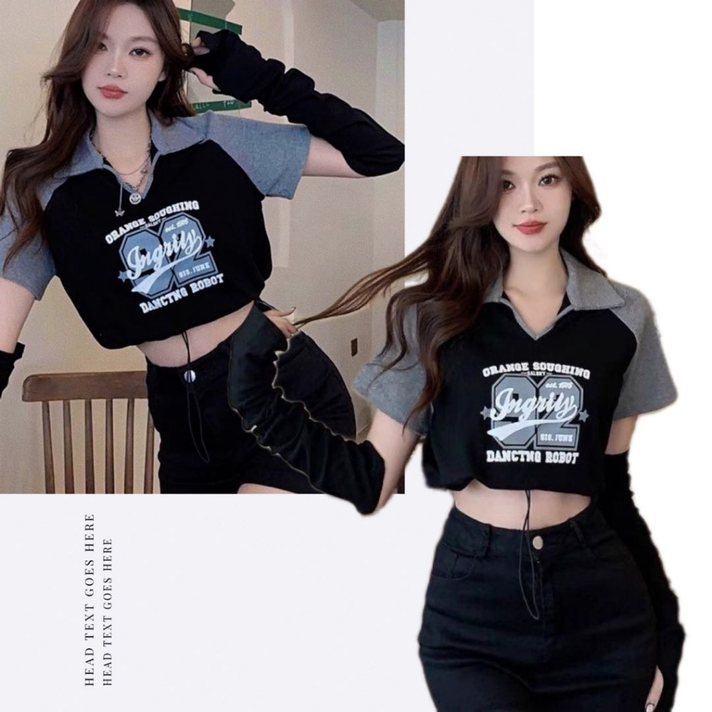 Jual COD##kaos crop top lengan panjang/y2k tops/atasan long sleeve crop ...