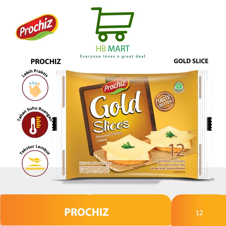 Jual PROCHIZ GOLD CHEDDAR SLICE 12 PCS - LEMBARAN KEJU / Keju PROCHIZ ...