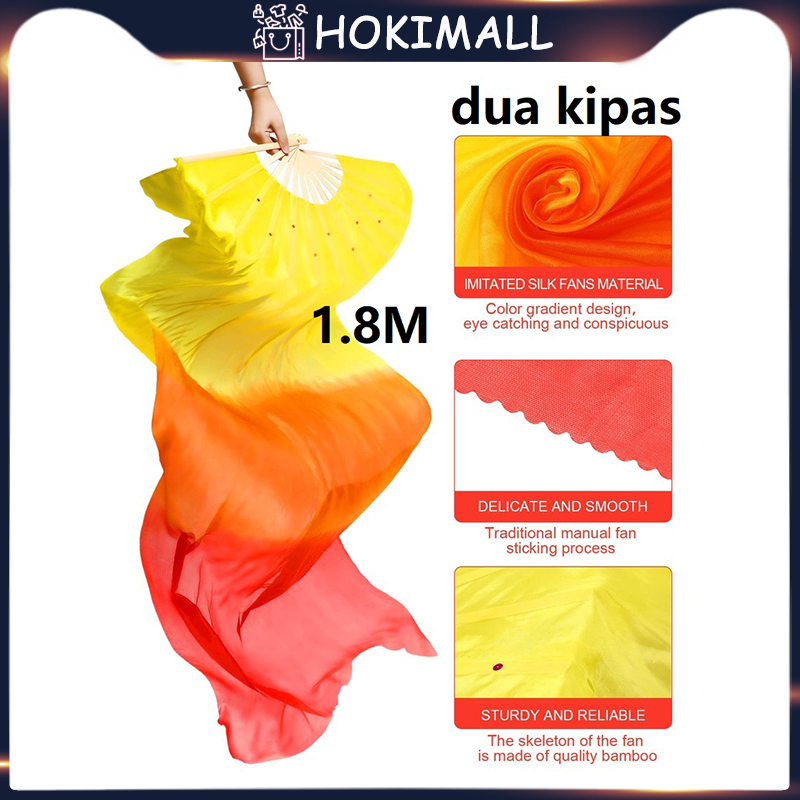 Jual Satu Pasang Kipas Panjang Sutra Cina 1.8m untuk Tari Belly Dance ...
