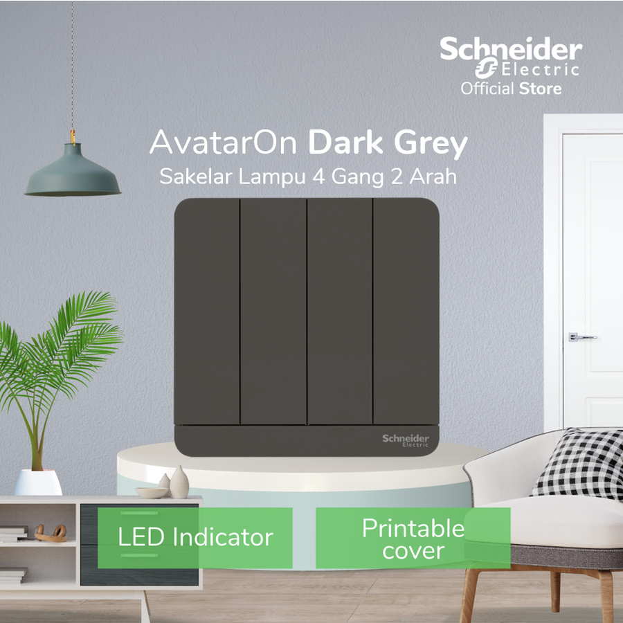 Jual Schneider Electric AvatarOn Saklar Lampu Grey - 4 Gang 2 Arah ...