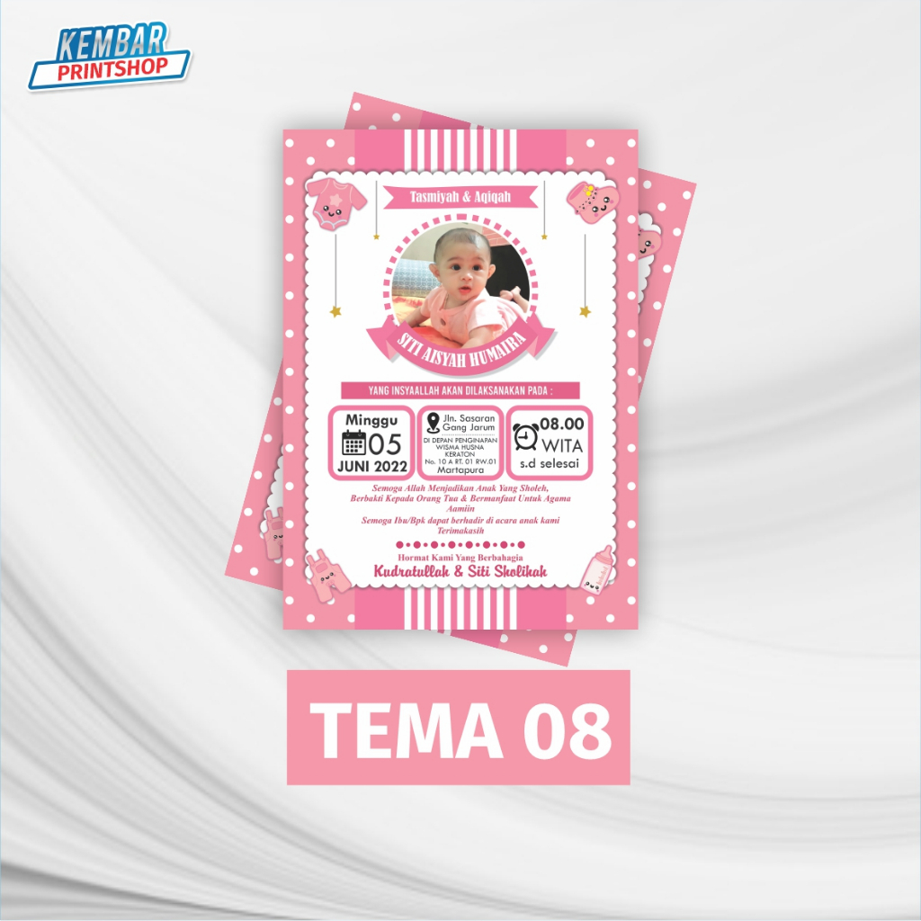 Jual UNDANGAN TASMIYAH/ UNDANGAN AQIQAH /UNDANGAN TASYAKURAN MURAH ...