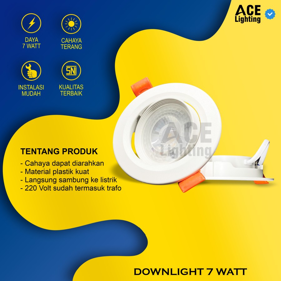 Jual Lampu downlight 7 watt LED spotlight 7 watt lampu plafon | Shopee ...