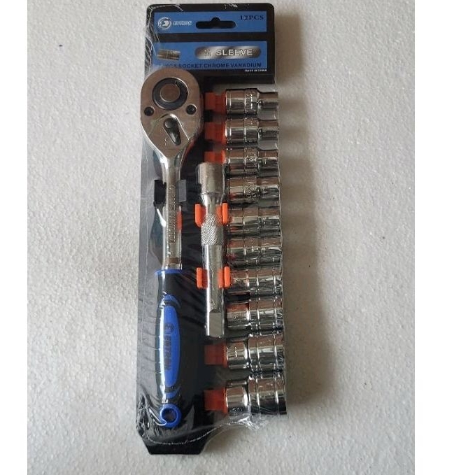 Jual kunci shock set rachet 12 pcs stang sok rachet gagang shock merek ...