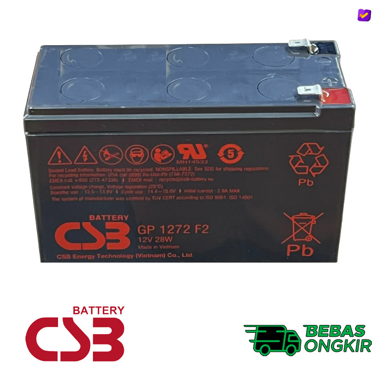 Jual Aki UPS CSB GP1272 GP 1272 Baterai UPS 12V 7.2AH Batere 7AH Aki Kering | Shopee Indonesia