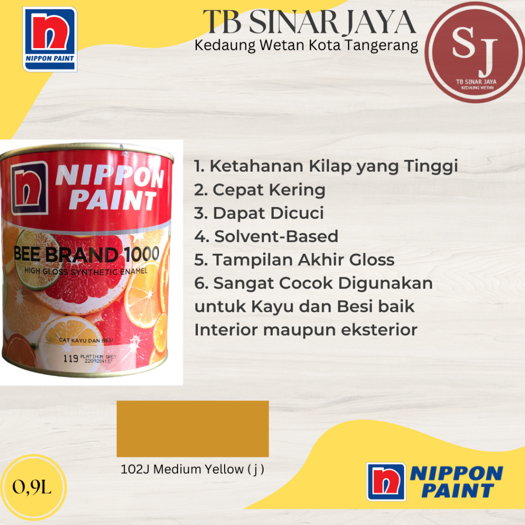 Jual Cat Kayu dan Besi BEE BRAND 1000 Nippon Paint Cat Minyak 0.9L ...