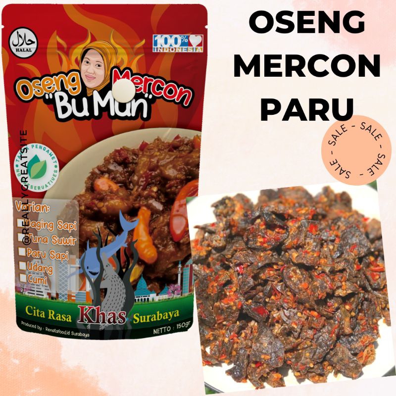 Jual OSENG MERCON BU MUN /cumi/paru/daging sapi/tuna suwir/udang ...