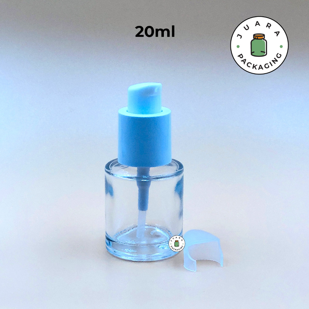 Jual Botol Pump 20ml Kaca Bening Transparan Pump Putih Dengan Tutup ...