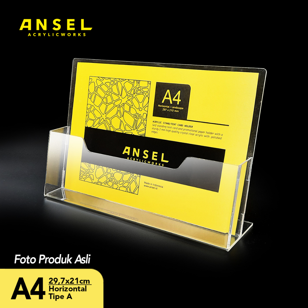 Jual ANSEL Tempat Brosur Akrilik / Acrylic Flyer Holder - A4 Horizontal ...