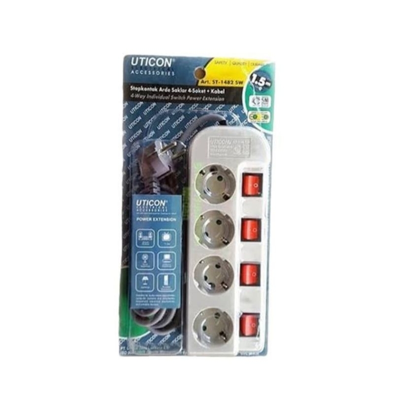 Jual UTICON STOP KONTAK TERMINAL 4L+SAKLAR MASING+KABEL ST-8482 ...