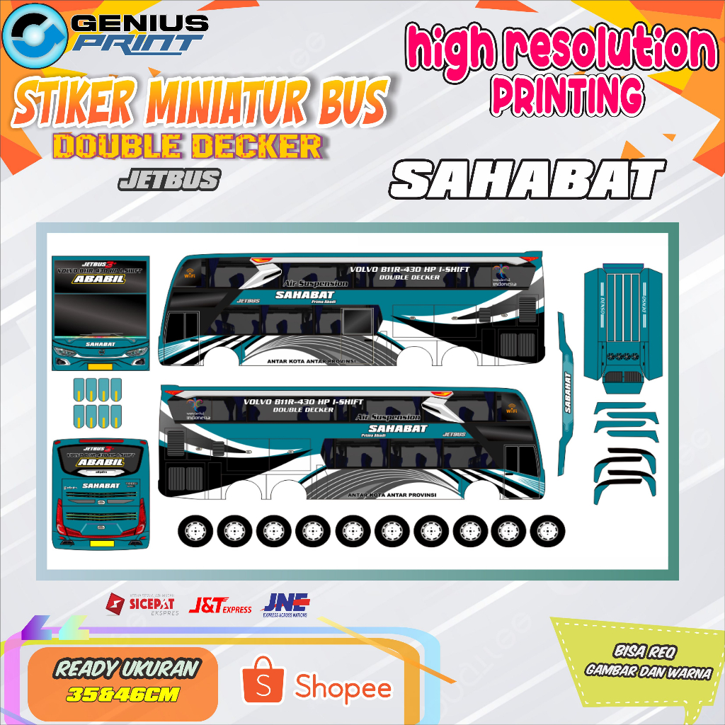 Jual Stiker A3 Miniatur Bus Double Decker JB3 Livery Gunug Harta ...