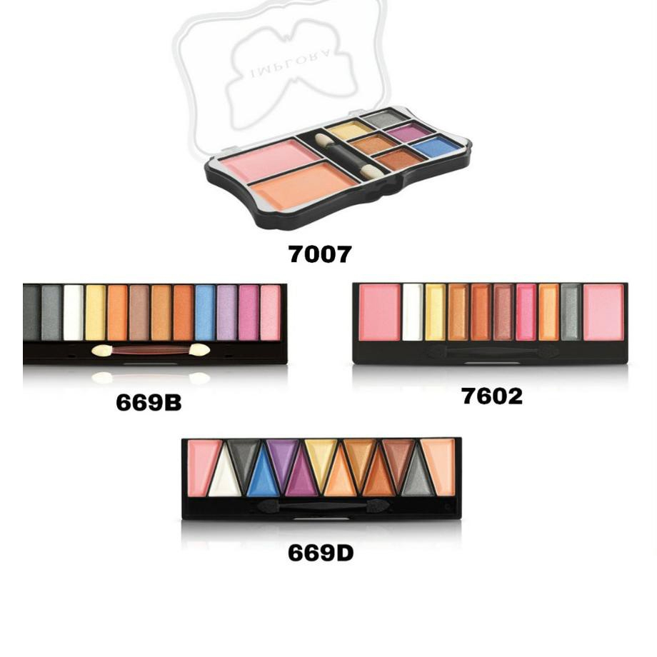 Jual IMPLORA Eyeshadow Palette + Blush On (7007 / 7602 / 7669B / 7669D ...