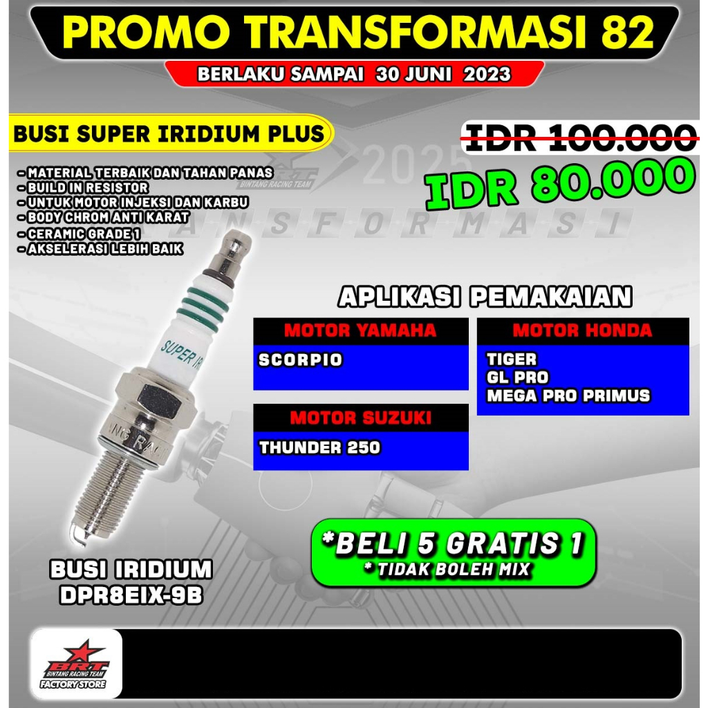 Jual BUSI SUPER IRISIUM PLUS DPR8EIX-9B BRT - SCORPIO/THUNDER 250/TIGER ...