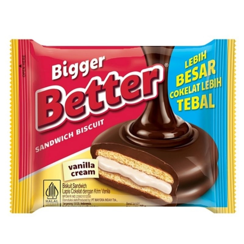 Jual Bigger Better Sandwich Biscuit Vanilla Cream ( 1pack isi 10pcs) | Shopee Indonesia
