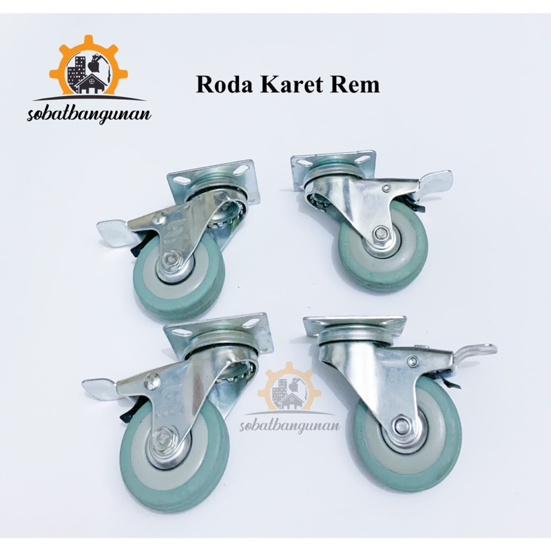 Jual ECER 1 pc RODA KARET ABU-ABU Rem / RODA TROLLEY Rem / RODA LEMARI ...