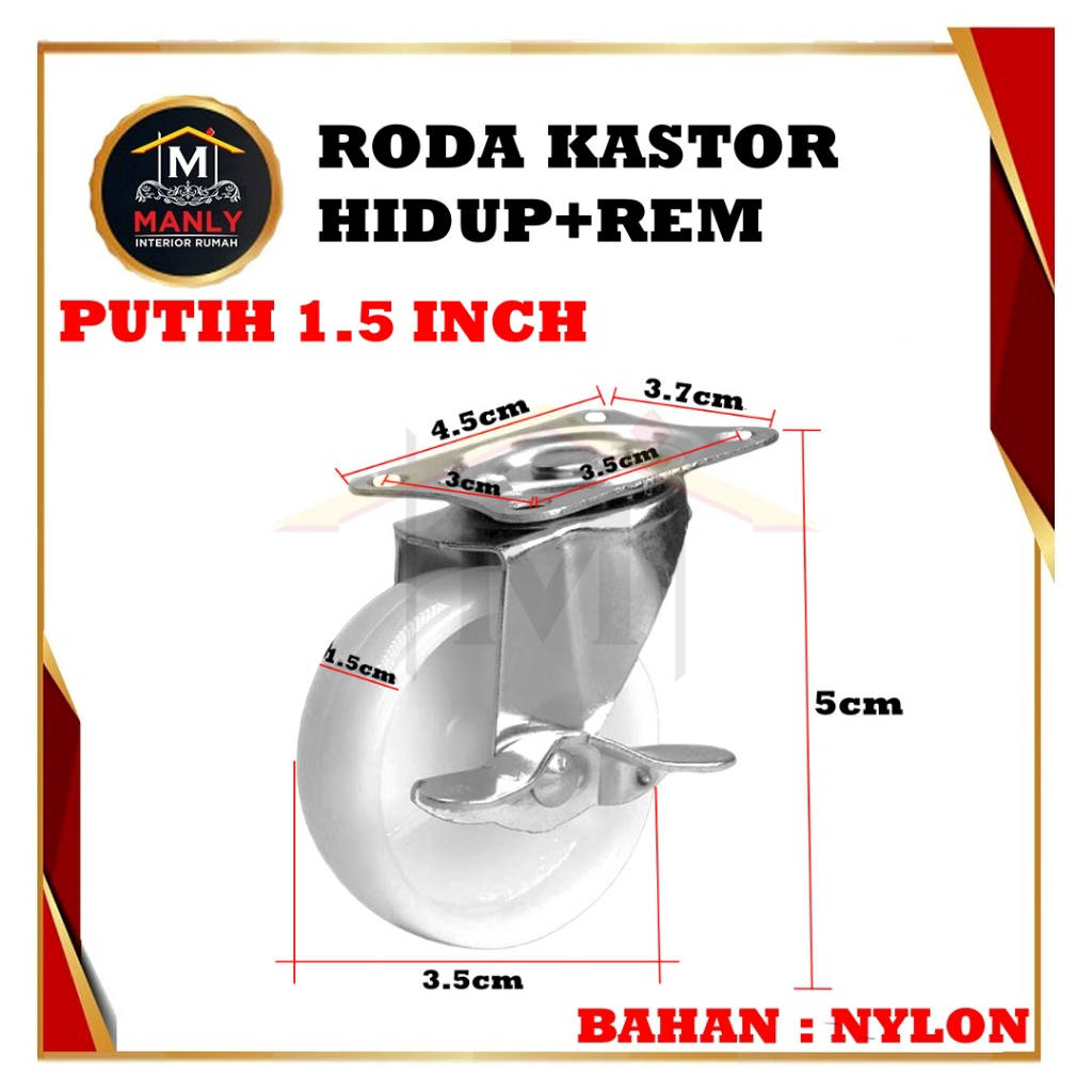 Jual Roda Kastor Lemari 1.5 Inch Hidup, Mati, Hidup+Rem Roda Kastor ...